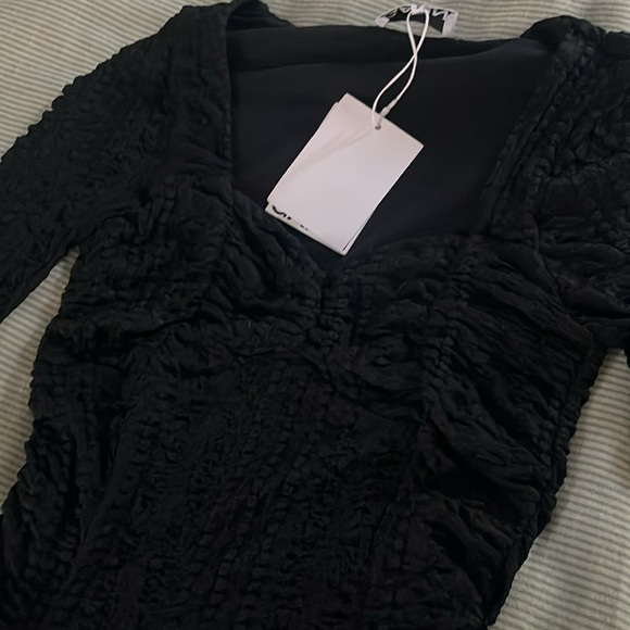 Ganni | Tops | Ganni Mesh Style Ruche Textured Square Neck Top | Poshmark